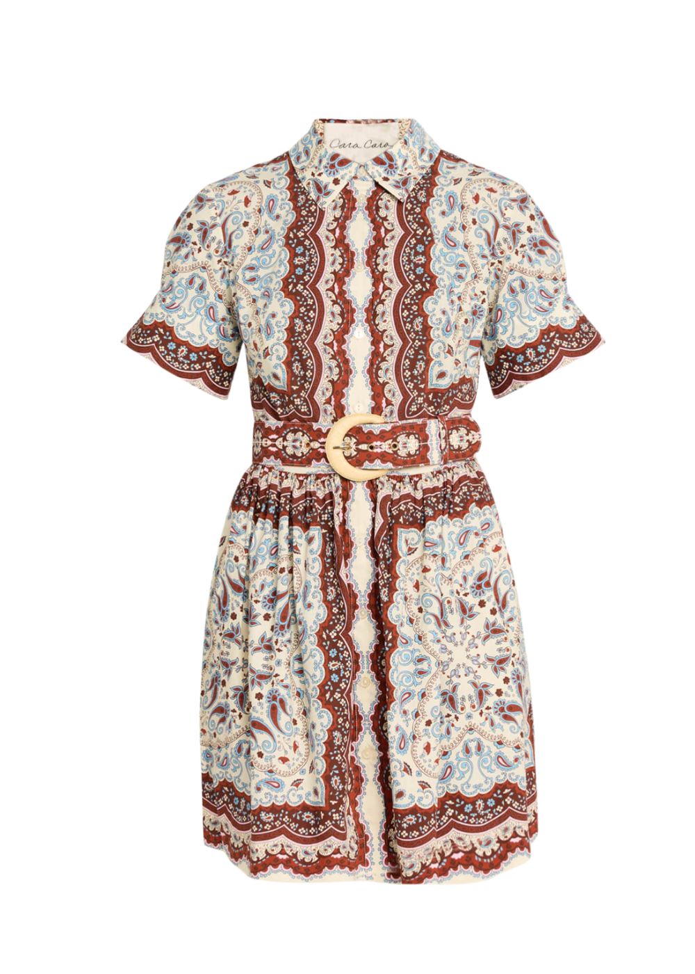 Cara Cara, Malena Mini Dress, Paisley Scarf Ivory - J. Cathell